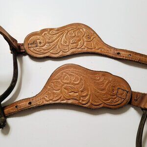 Shoes | Vintage Steel Spurs With Handtooled Leather Straps Set Of Two ...